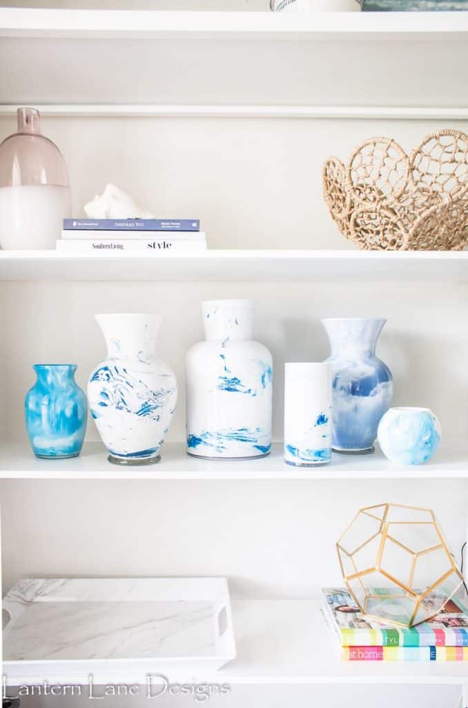 DIY Painted Vases To Look Marbled