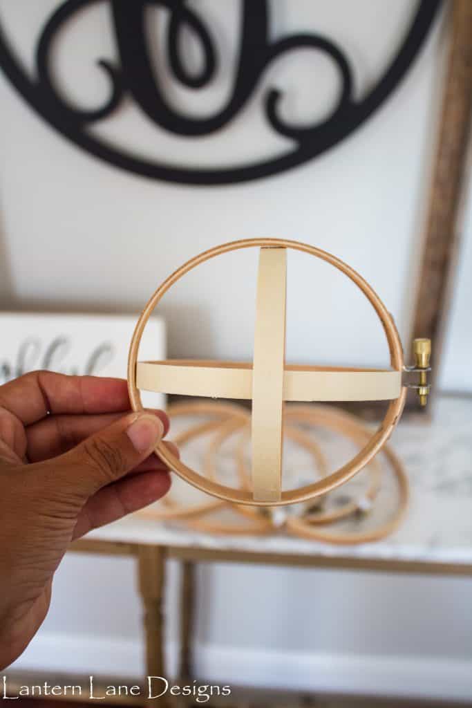 DIY Decorative Orbs Using Embroidery Hoops