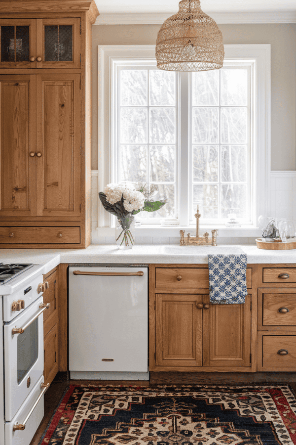 Painted White Oak Kitchen Cabinets